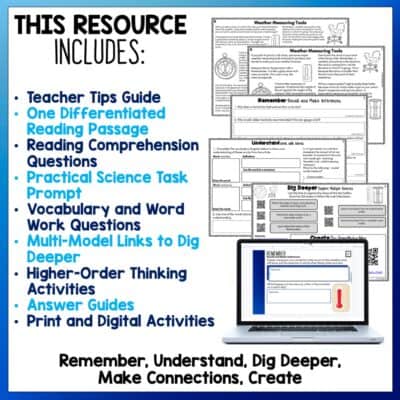 Weather Measuring Tools Reading and Science Passages and Activities ...