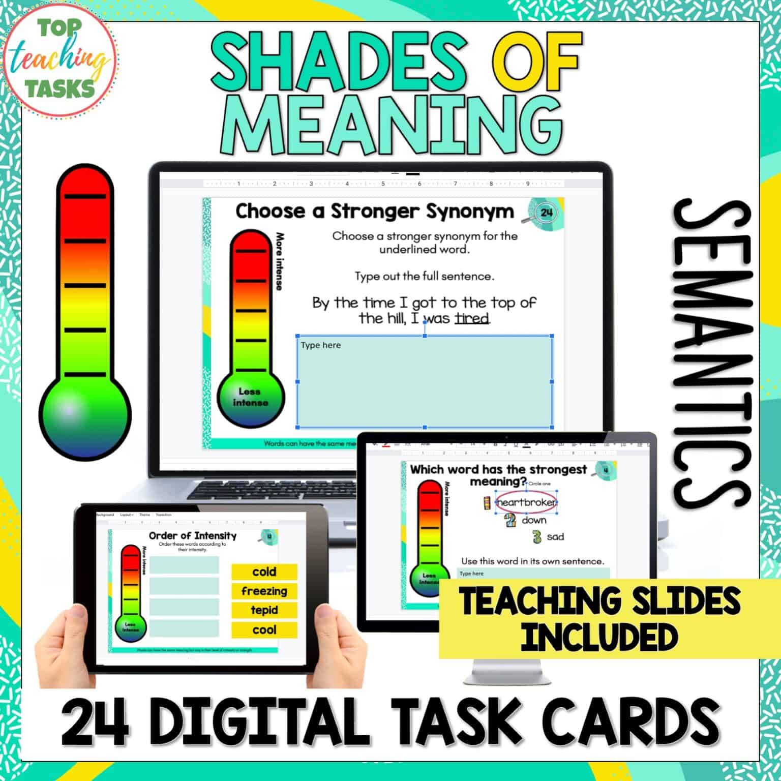 Shades of Meaning Digital Task Card Activities - Semantics Activities ...