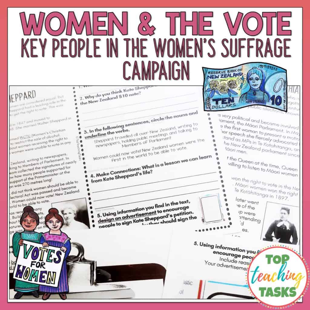 Women and the Vote - A NZ History Social Sciences and Literacy Bundle ...