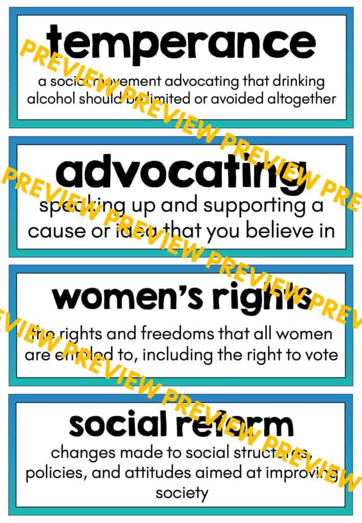 Women and the Vote Vocabulary Cards - New Zealand History - Top ...