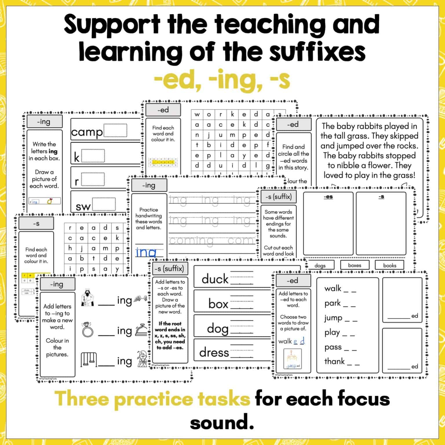 Phonics and Structured Literacy Activities: Suffixes -ing, -ed, -s ...