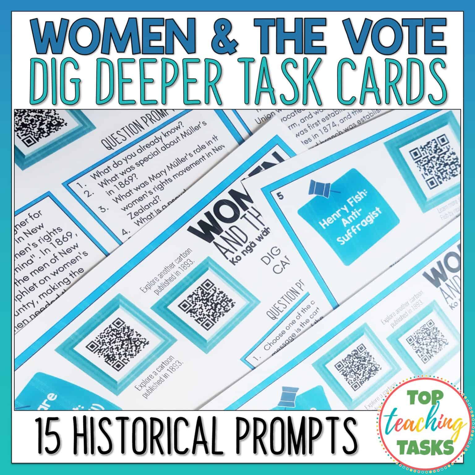 Women and the Vote Historical Prompt Task Cards - New Zealand History ...