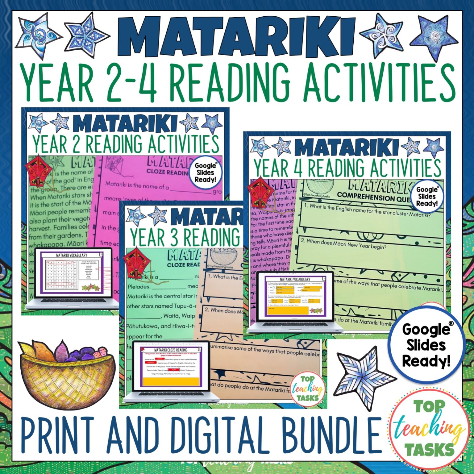 Matariki Reading Comprehension and Literacy Activities Year 2-4 Bundle ...