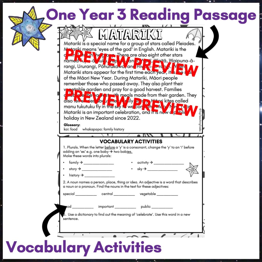 Matariki Reading Comprehension and Literacy Activities Year 3 - Top ...