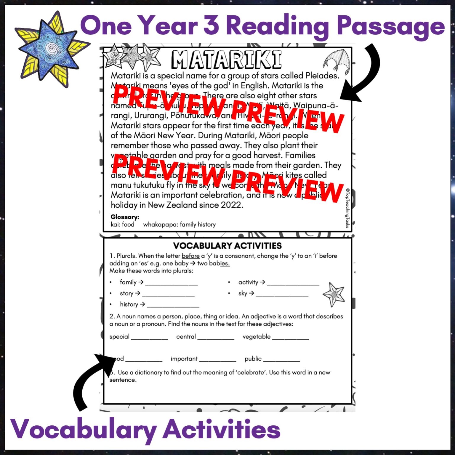 Matariki Reading Comprehension and Literacy Activities Year 3 - Top ...