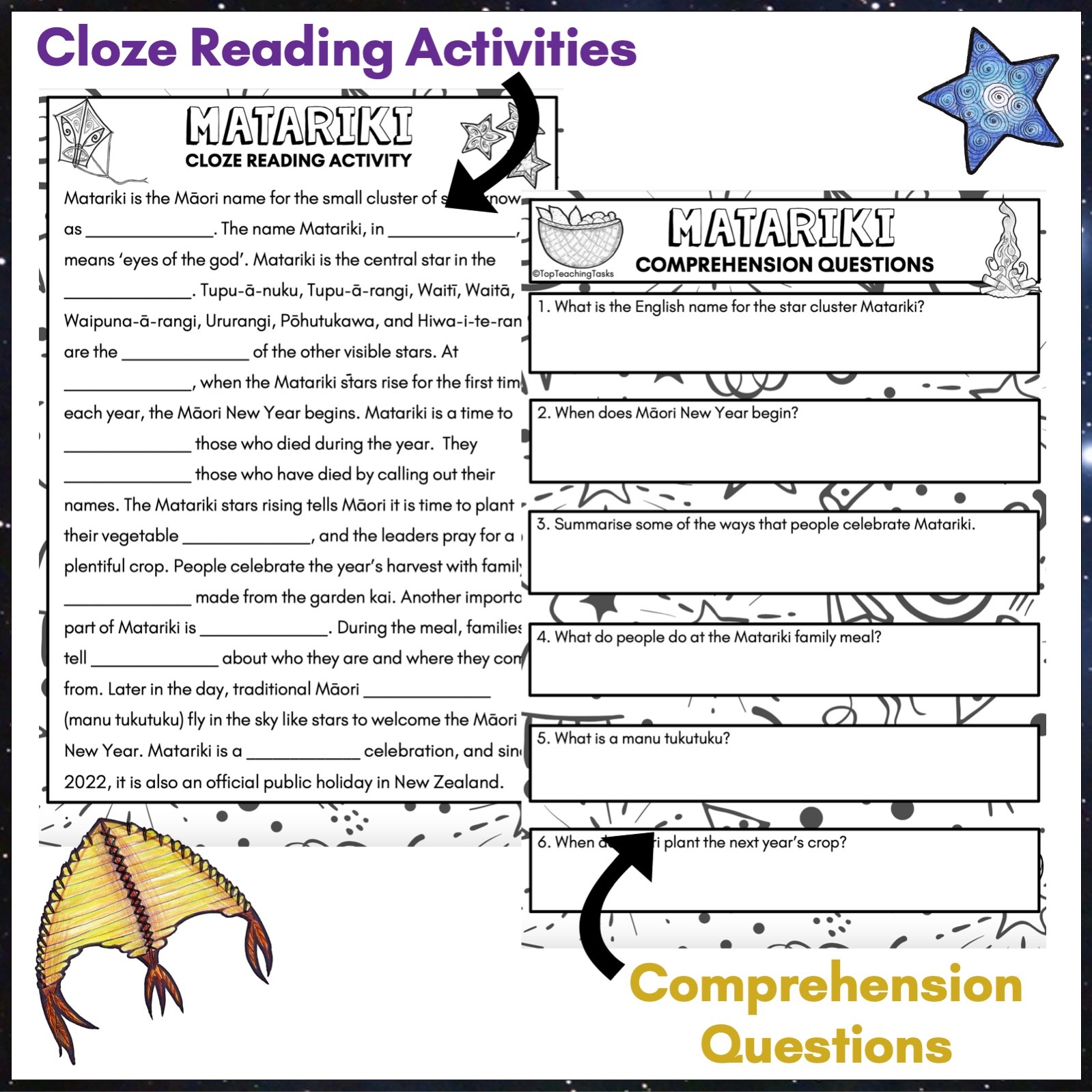 Matariki Reading Comprehension and Literacy Activities Year 4 - Top ...