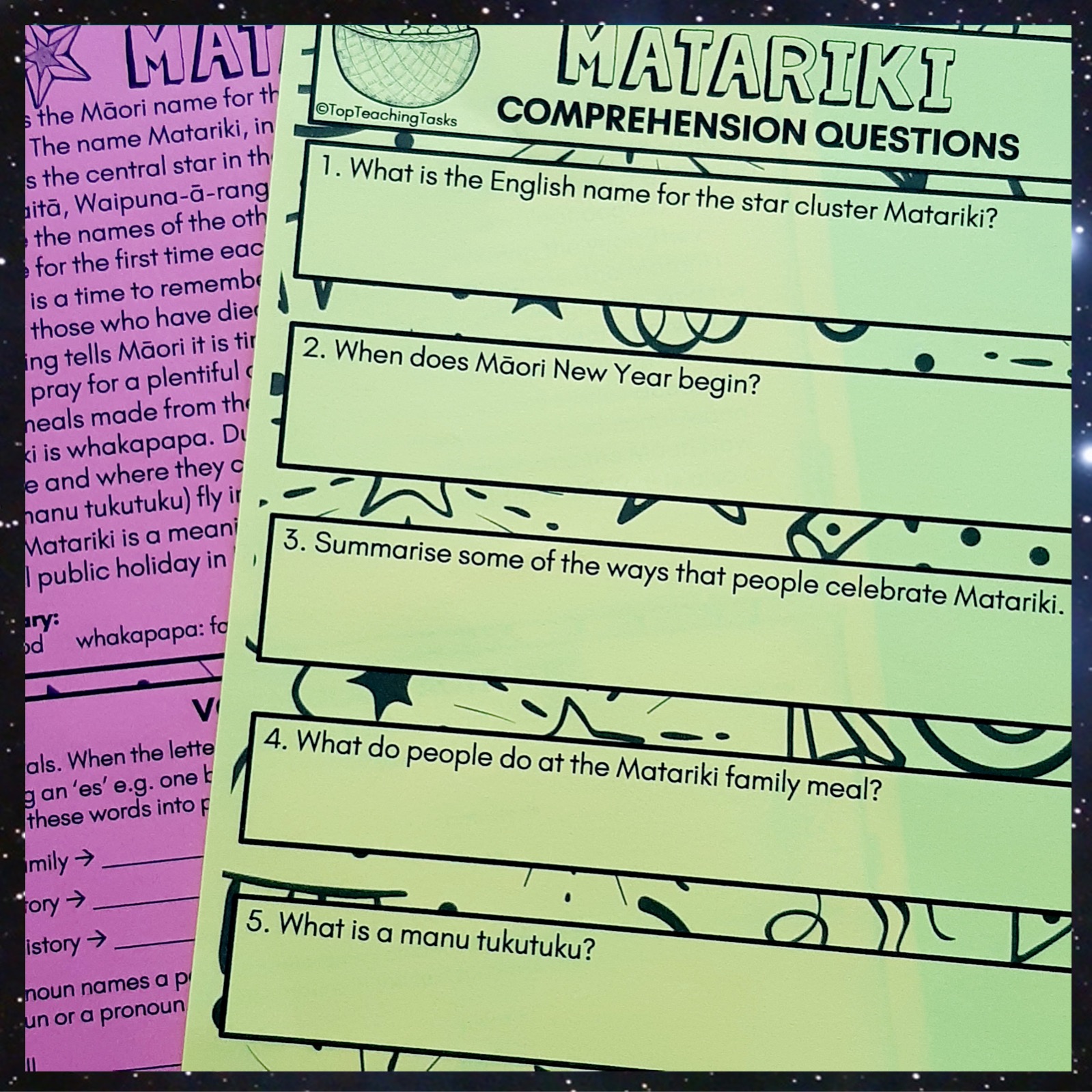 Matariki Reading Comprehension and Literacy Activities Year 4 - Top ...