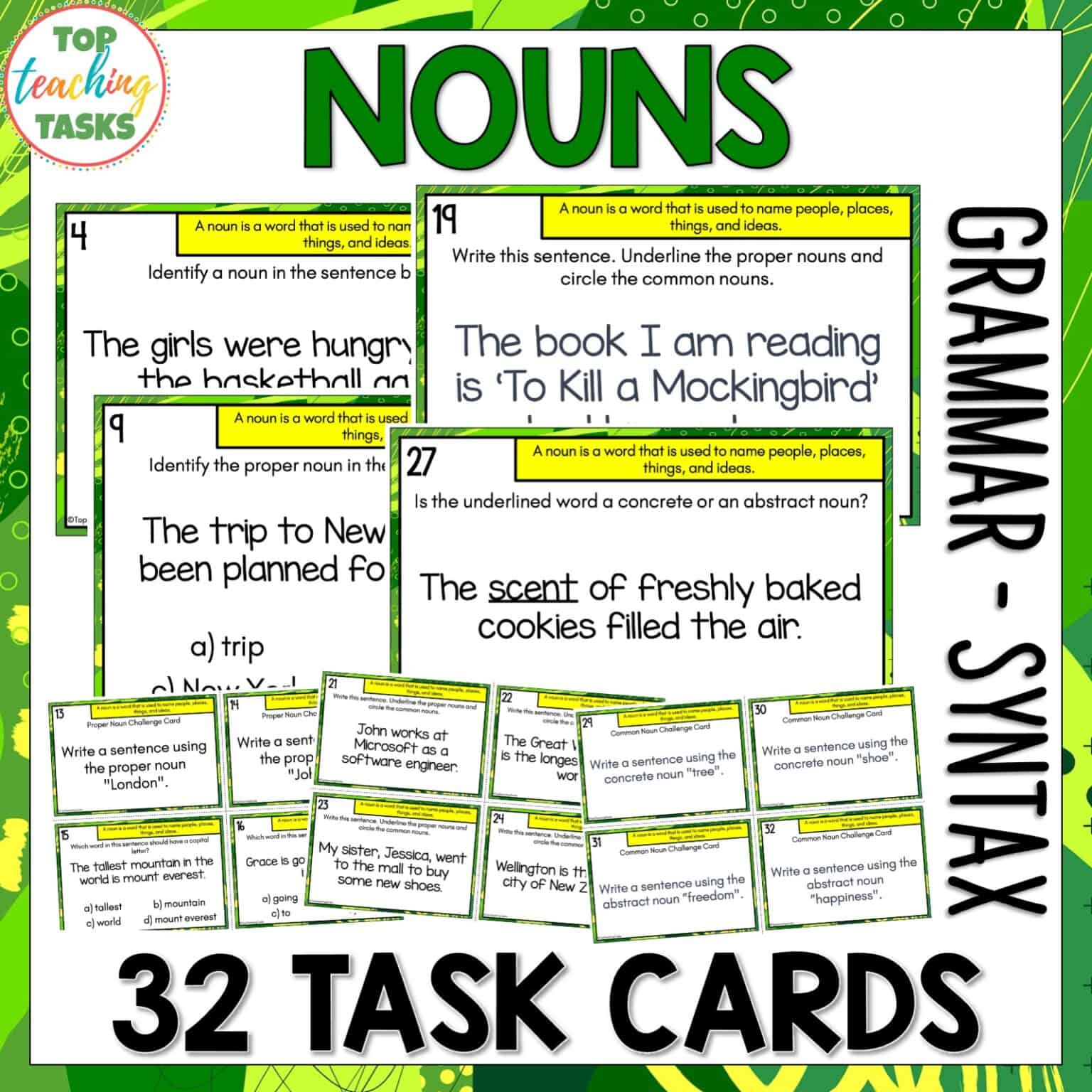 Nouns and Proper Nouns Task Cards | Grammar - Syntax Activities - Top ...