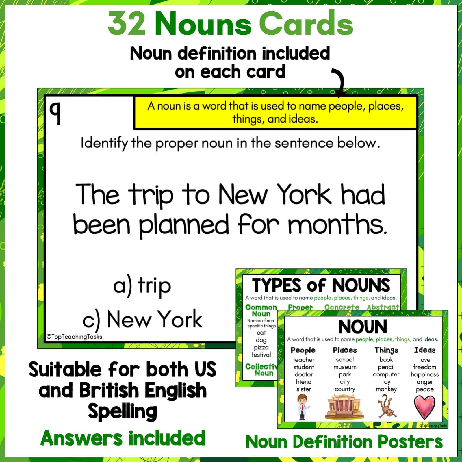Nouns and Proper Nouns Task Cards | Grammar - Syntax Activities - Top ...