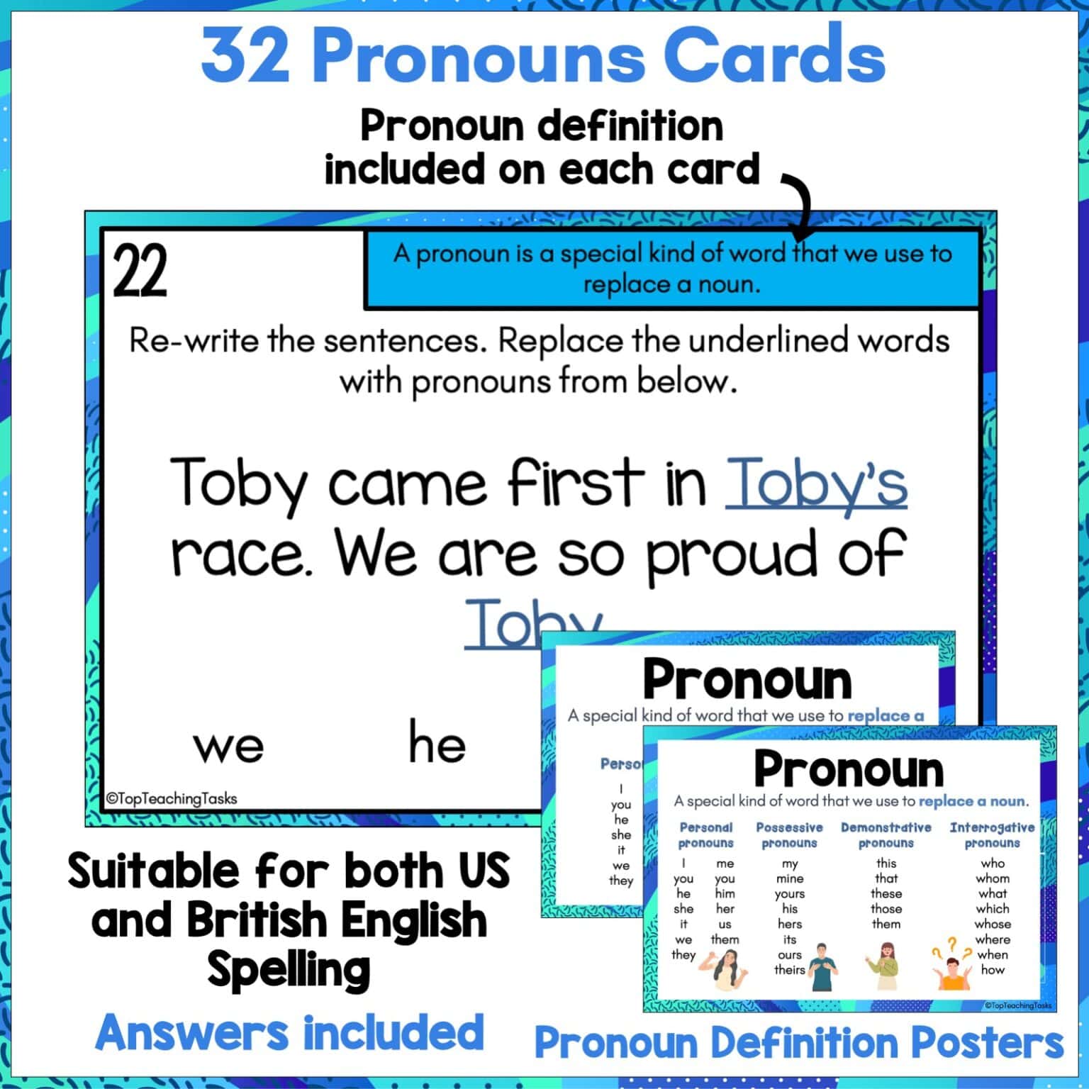 Pronouns Task Cards | Grammar - Syntax Activities - Top Teaching Tasks