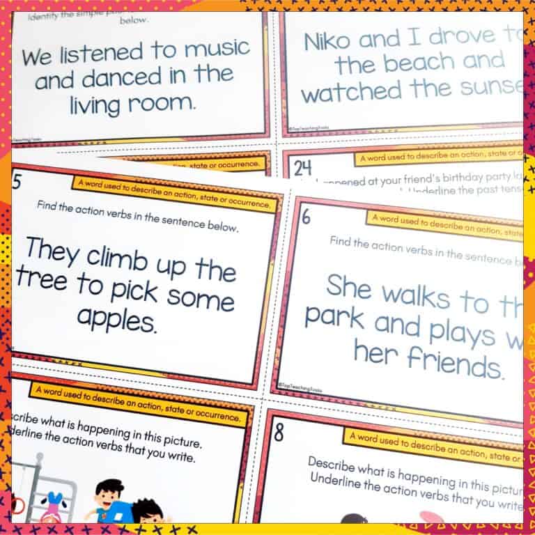 Verbs and Verb Tenses Task Cards | Grammar - Syntax Activities - Top ...