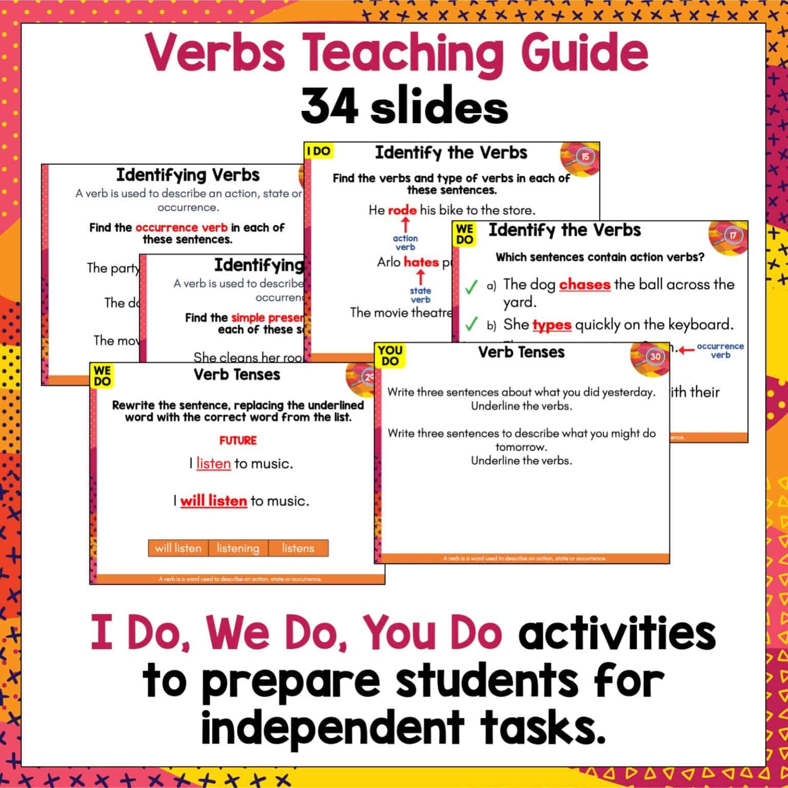 Verbs and Verb Tenses Teaching Pack | Grammar Print and Digital ...