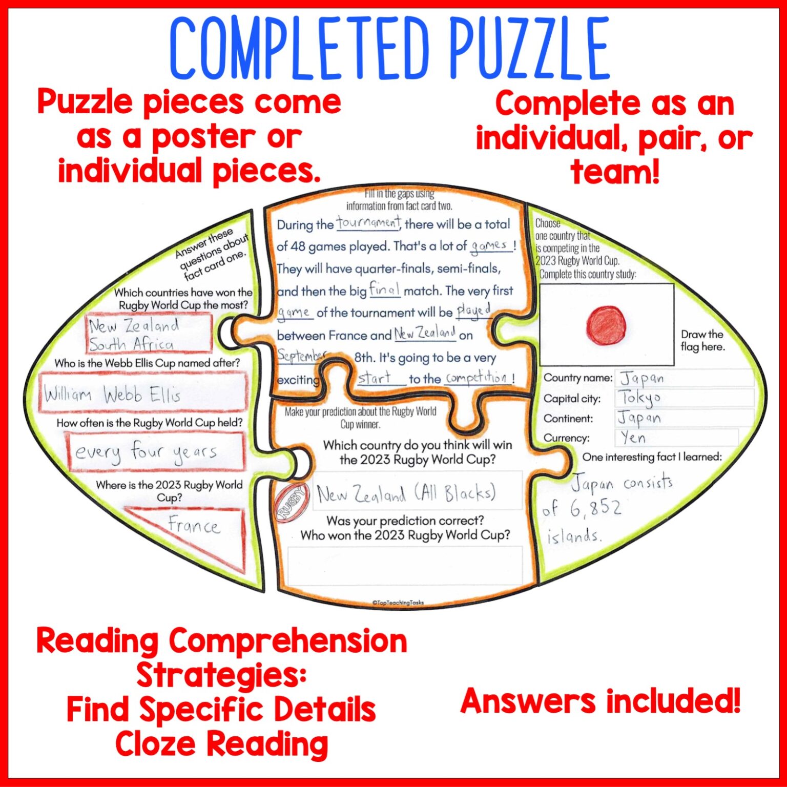 Rugby World Cup 2023 Scavenger Hunt Puzzle Poster - Year 3-4 - Top ...