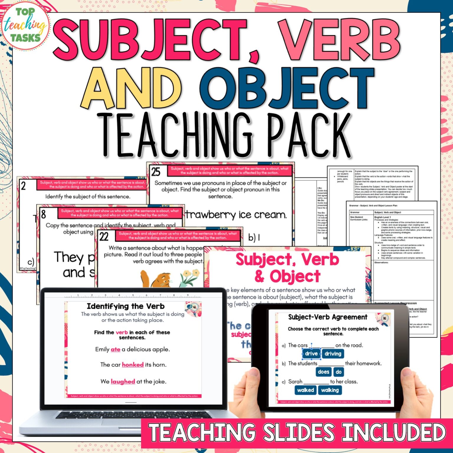 Subject, Verb and Object Teaching Pack | Grammar Print and Digital ...