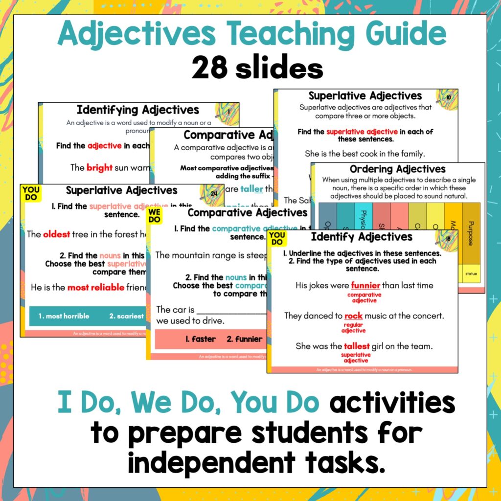 Adjectives Teaching Pack | Grammar Print and Digital Activities - Top ...