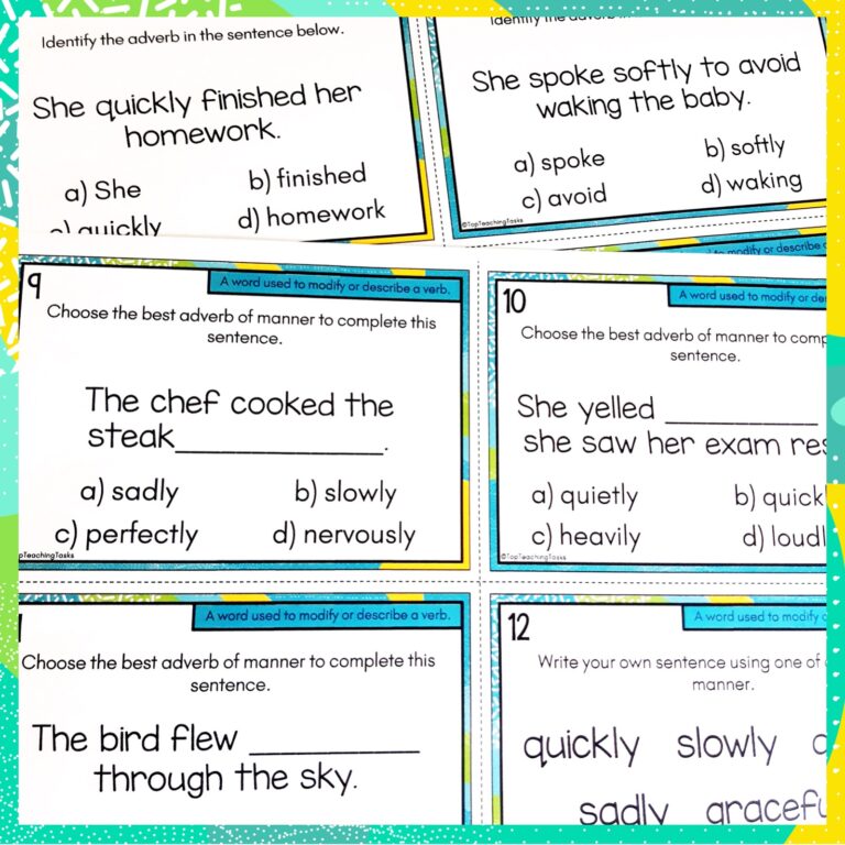 Adverbs Task Cards | Grammar - Syntax Activities - Top Teaching Tasks
