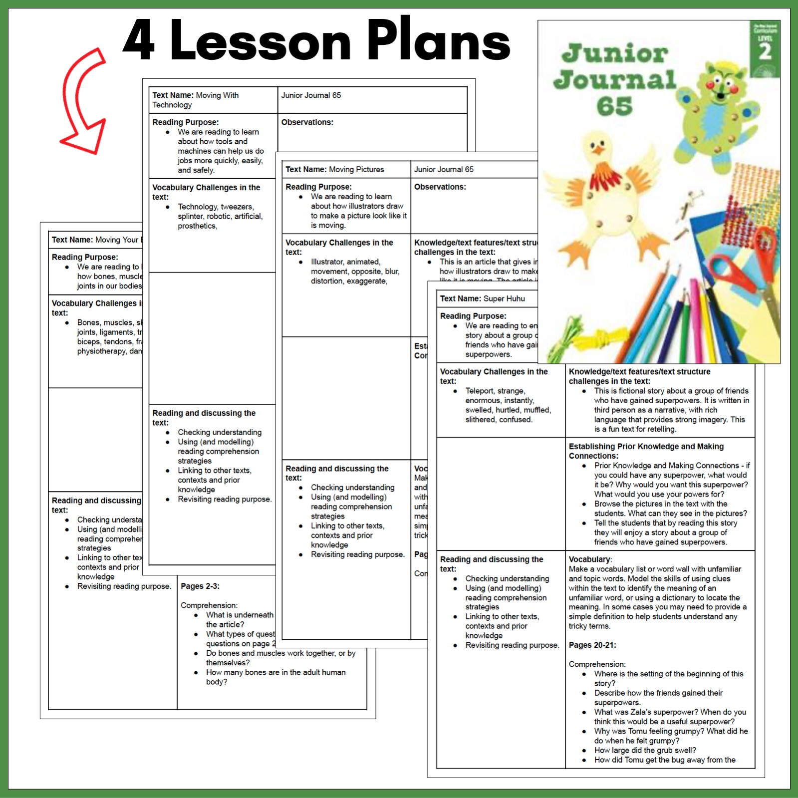 NZ Junior Journal 65 Activities and Lesson Plans - Exploring Movement ...