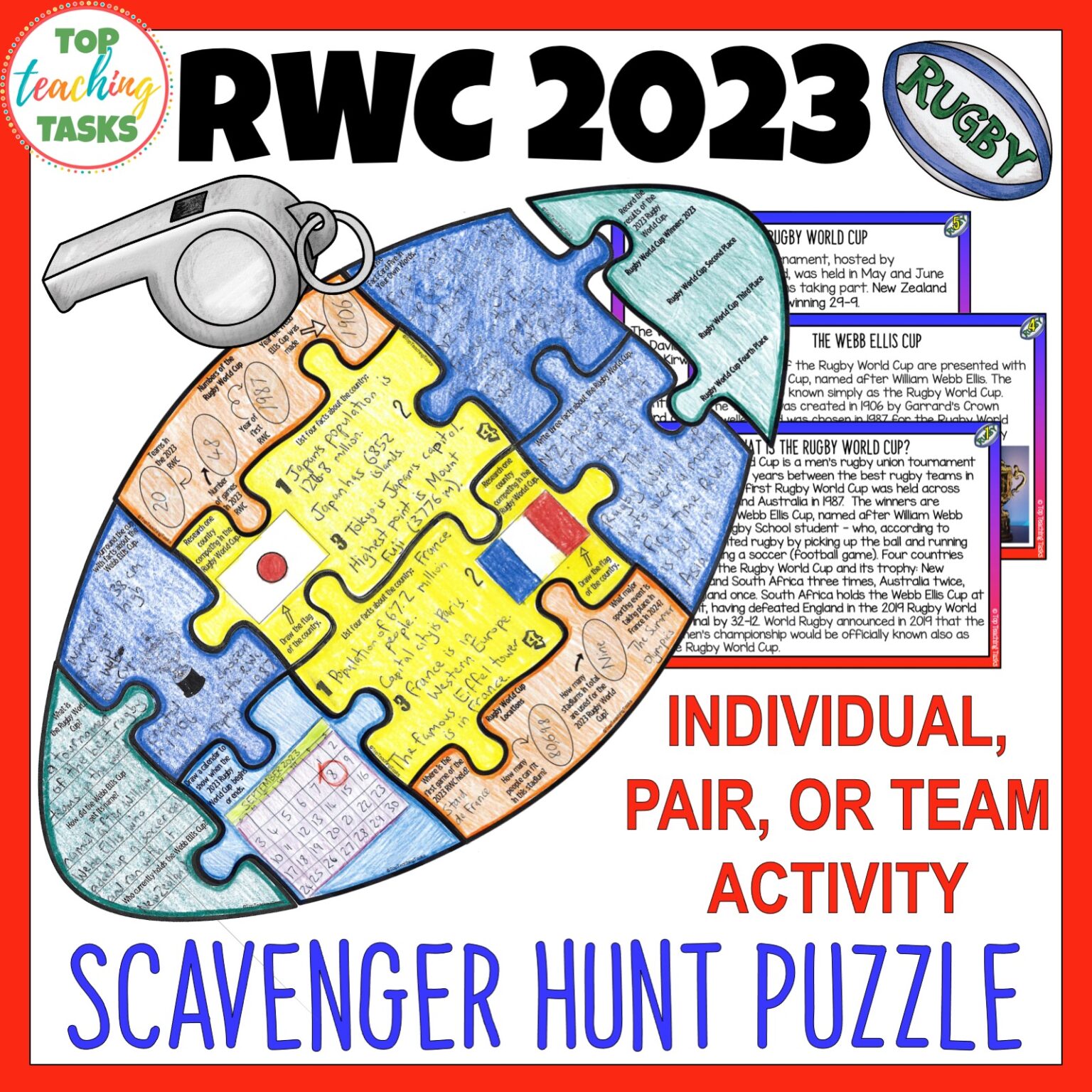 Rugby World Cup 2023 Scavenger Hunt Puzzle Poster - Top Teaching Tasks
