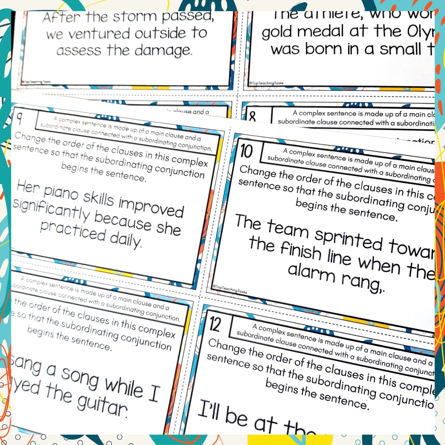 Complex Sentences Task Cards - Sentence Structure Activities - Top ...