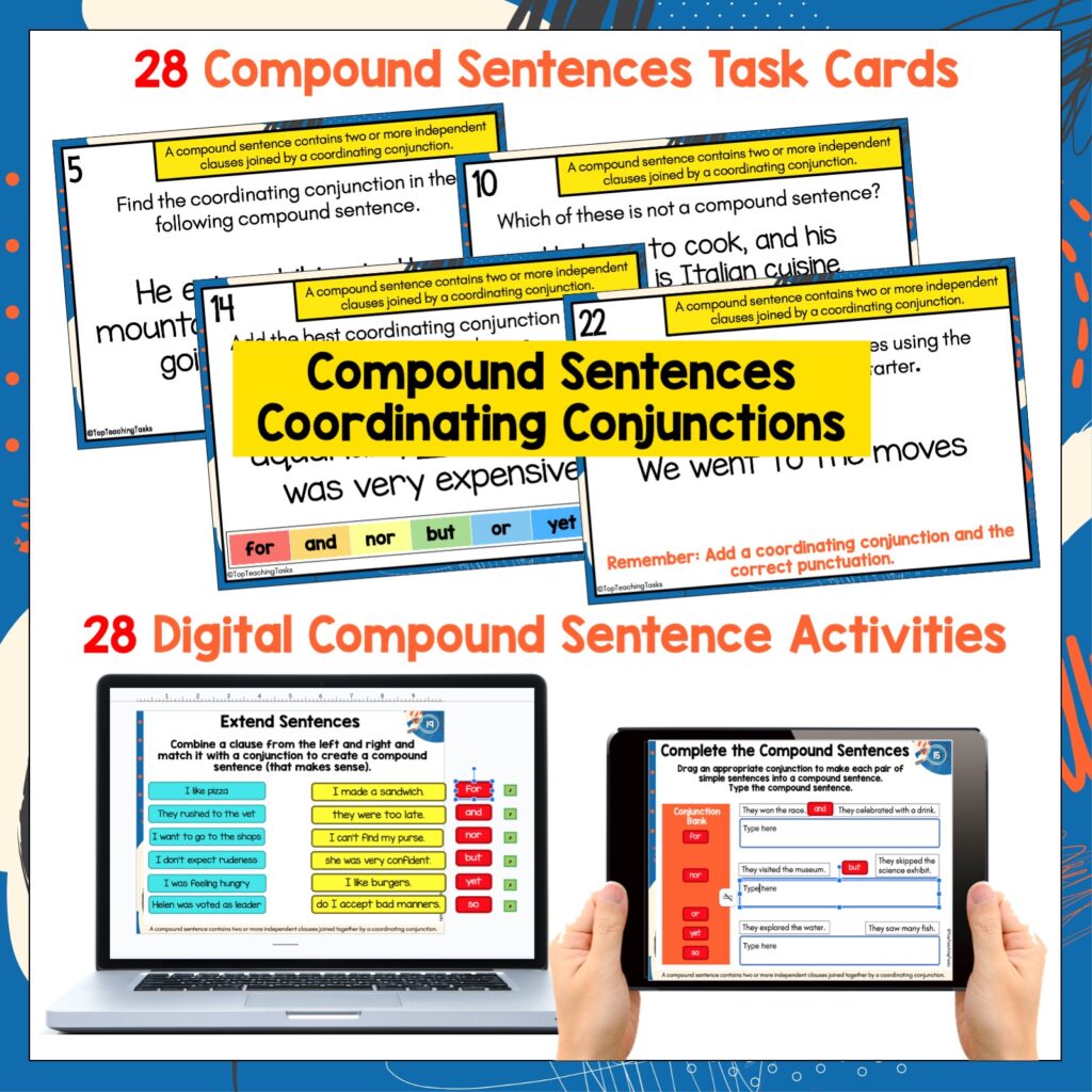 Compound Sentences Print and Digital Teaching Pack - Sentence Structure ...