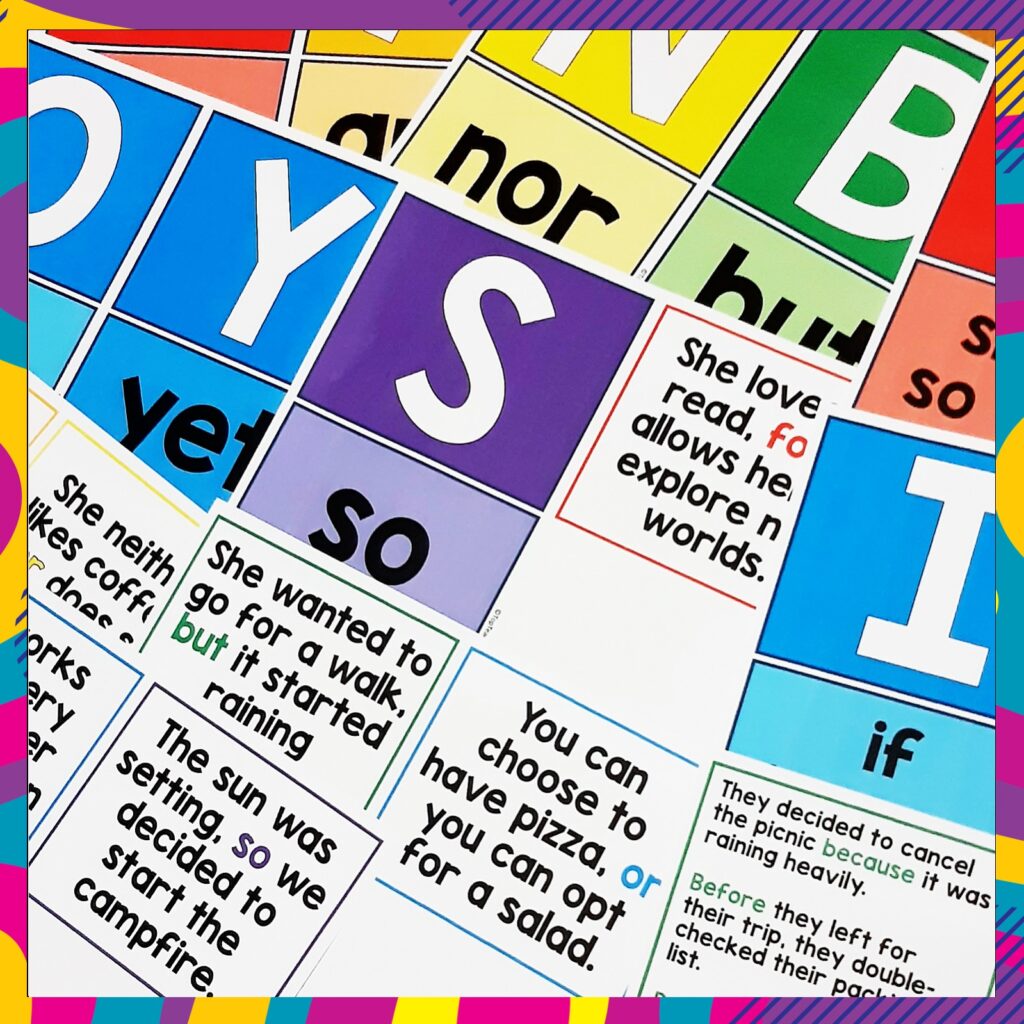 Coordinating Conjunctions and Subordinating Display Pack - Sentence ...