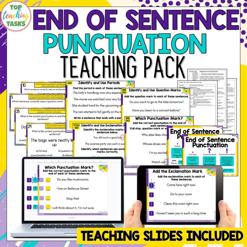 End of Sentence Punctuation Teaching Pack - Grammar Print and Digital ...