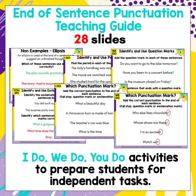 End of Sentence Punctuation Teaching Pack - Grammar Print and Digital ...