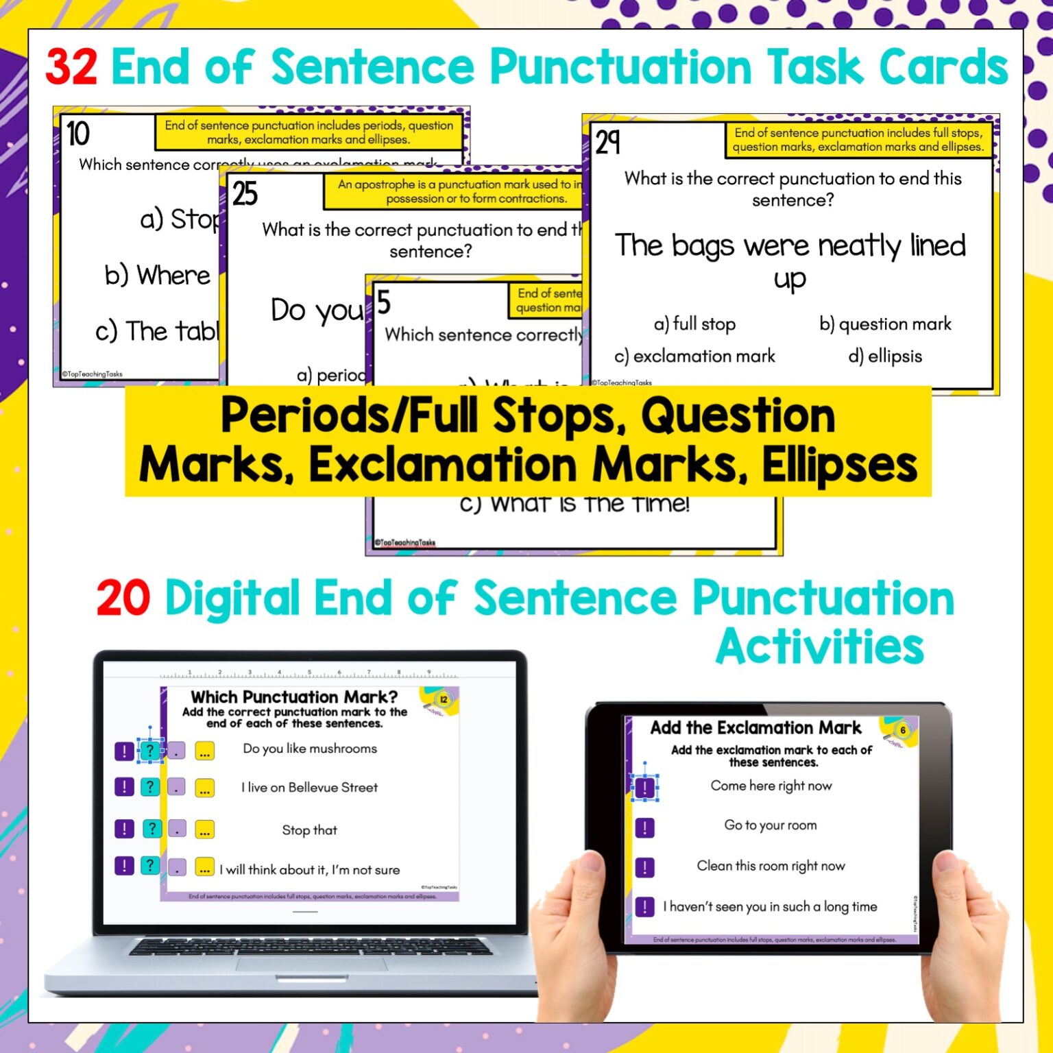End of Sentence Punctuation Teaching Pack - Grammar Print and Digital ...