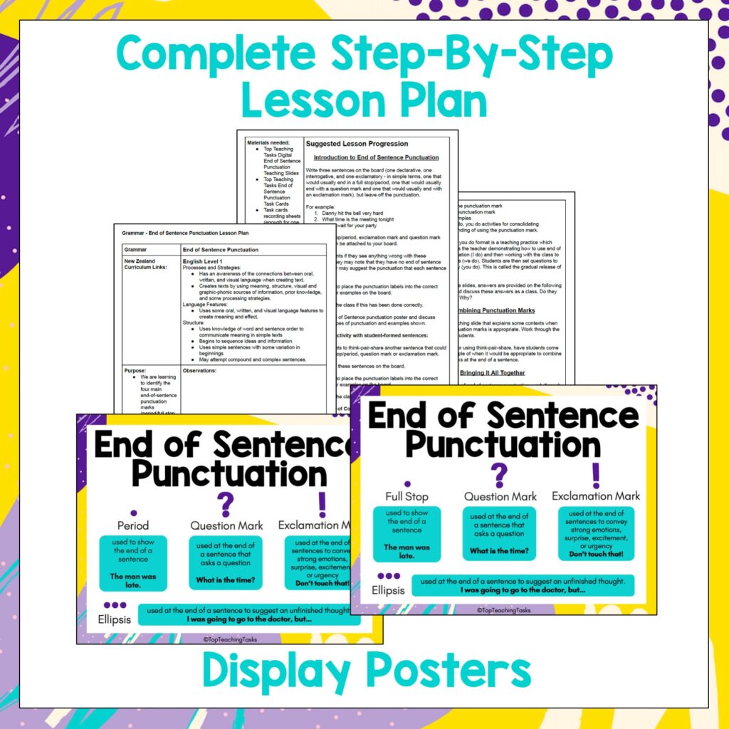 End of Sentence Punctuation Teaching Pack - Grammar Print and Digital ...