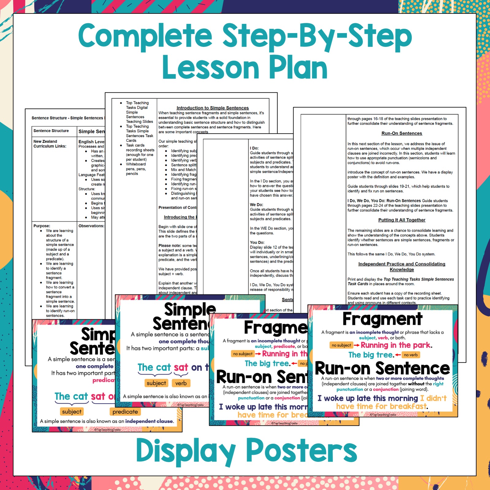 Simple Sentences, Fragments and Run-on Sentences Print and Digital ...