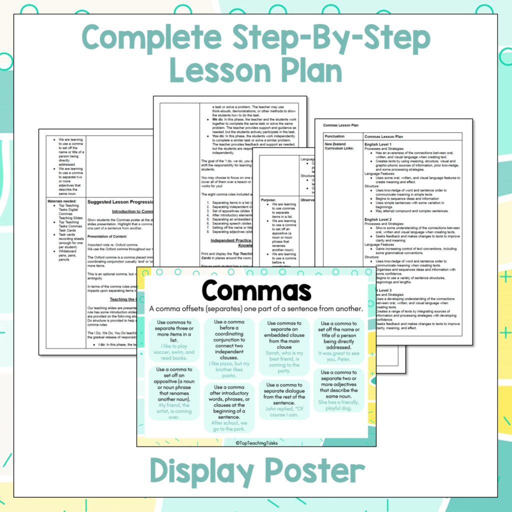 Commas Print and Digital Teaching Pack - Punctuation - Top Teaching Tasks