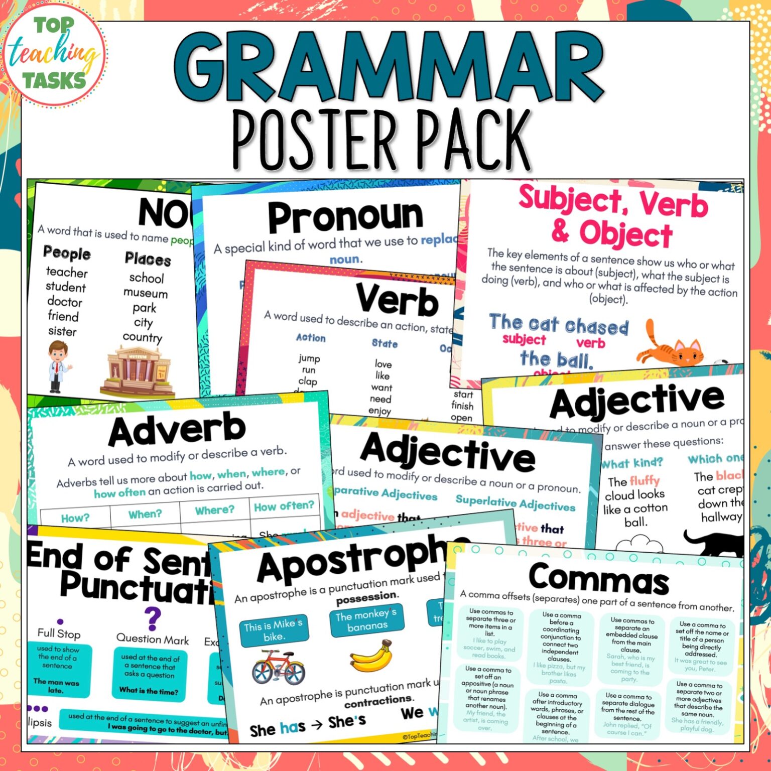 Grammar (Parts of Speech) and Punctuation Display Pack - Top Teaching Tasks