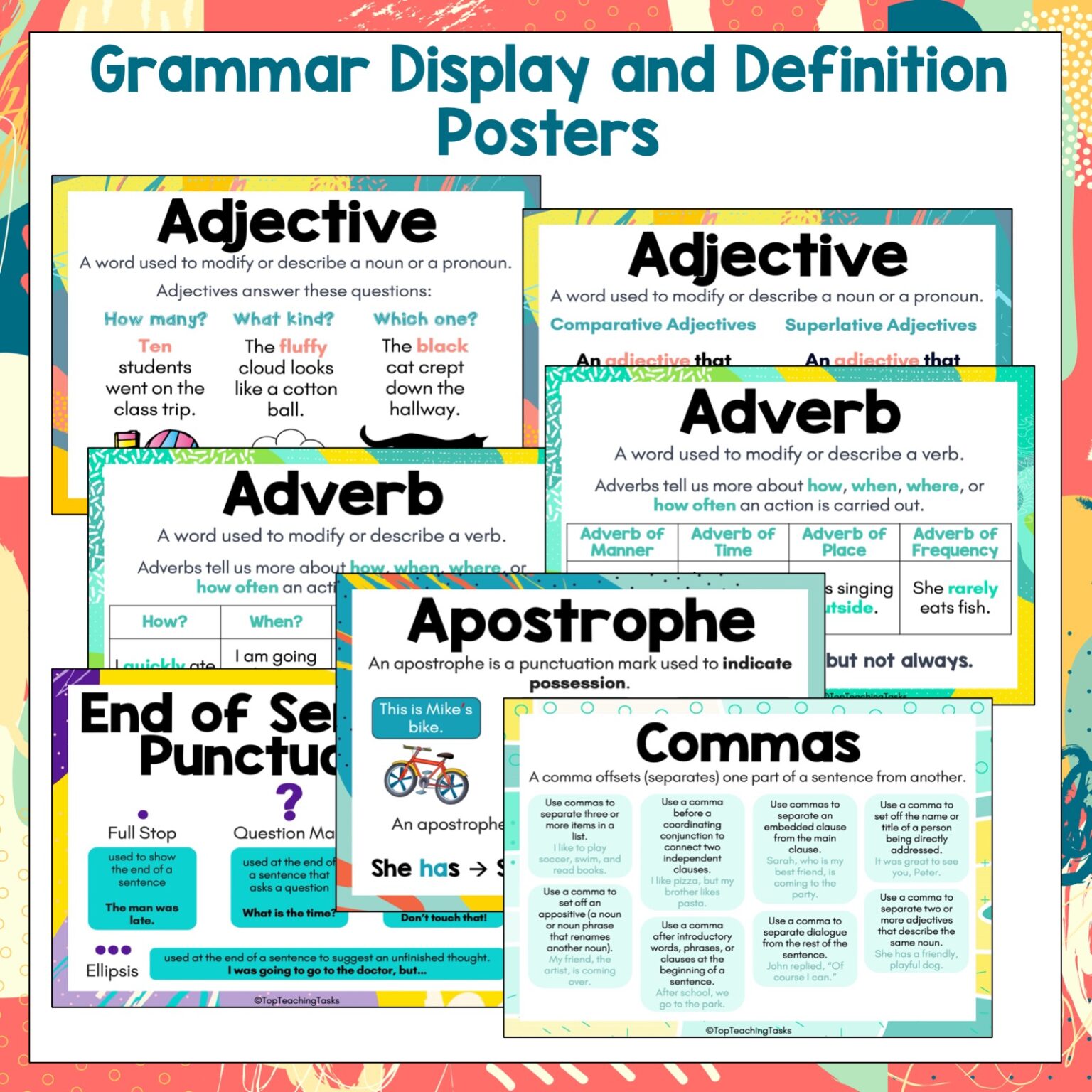 Grammar (Parts of Speech) and Punctuation Display Pack - Top Teaching Tasks