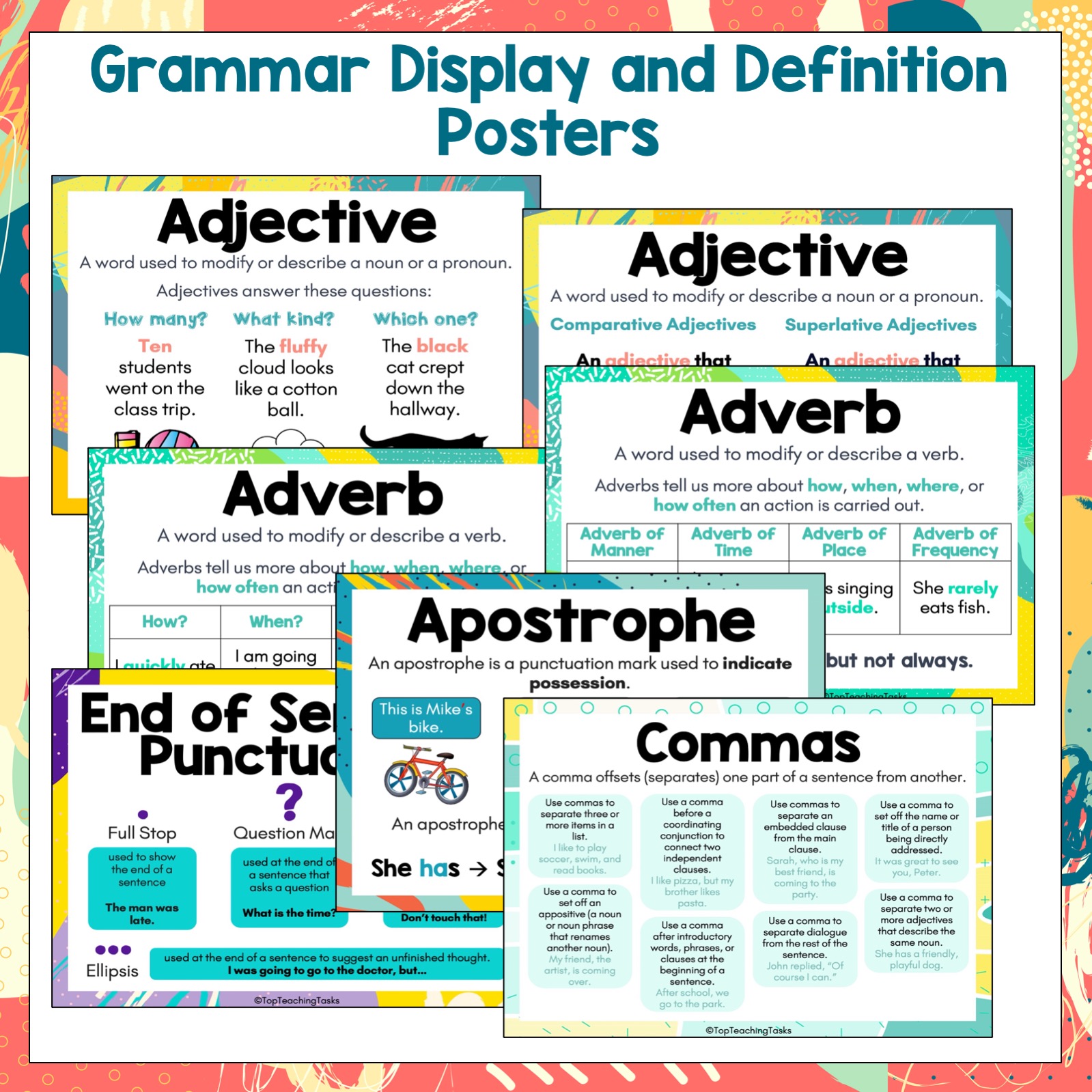 Grammar (Parts of Speech) and Punctuation Display Pack - Top Teaching Tasks