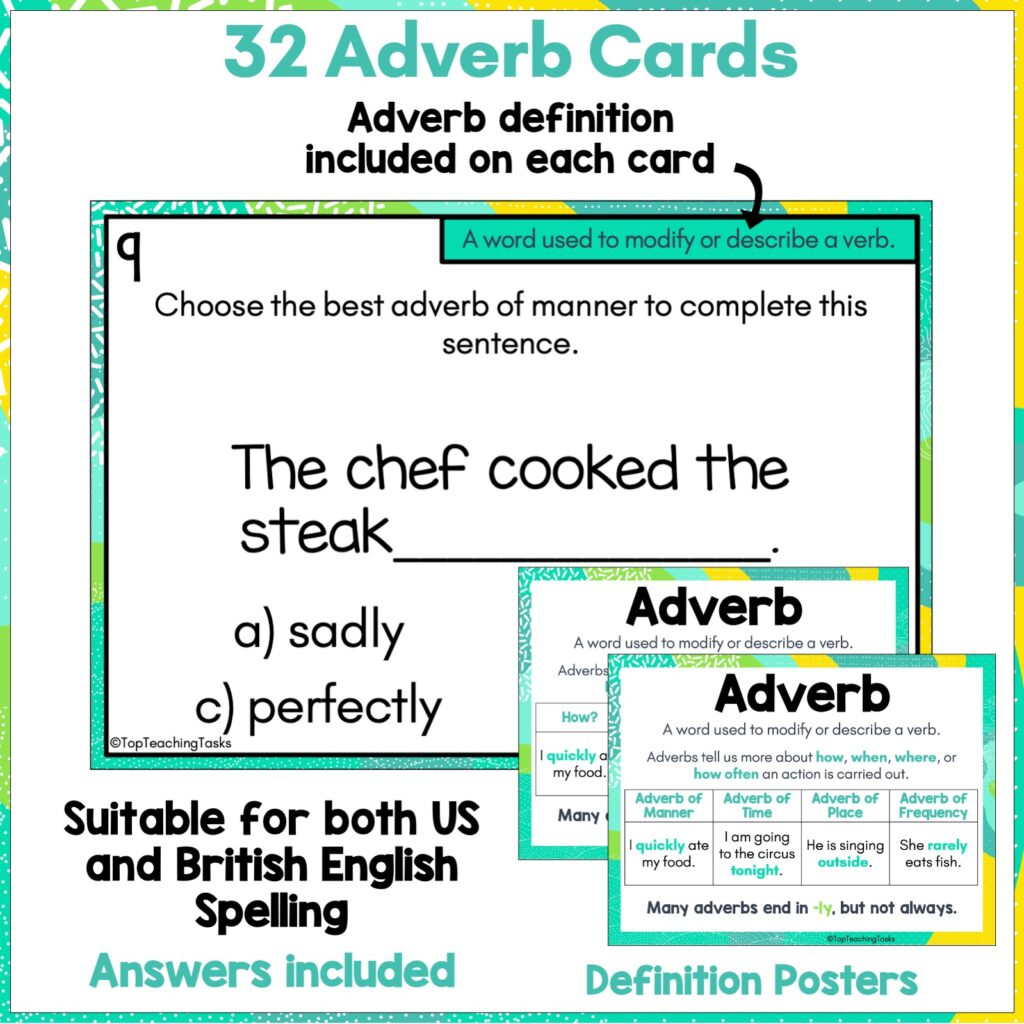 Adverbs Task Cards | Grammar - Syntax Activities - Top Teaching Tasks