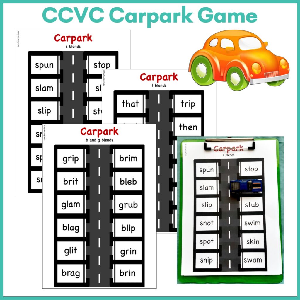 CVC, CCVC and CVCC Carpark Game - Top Teaching Tasks