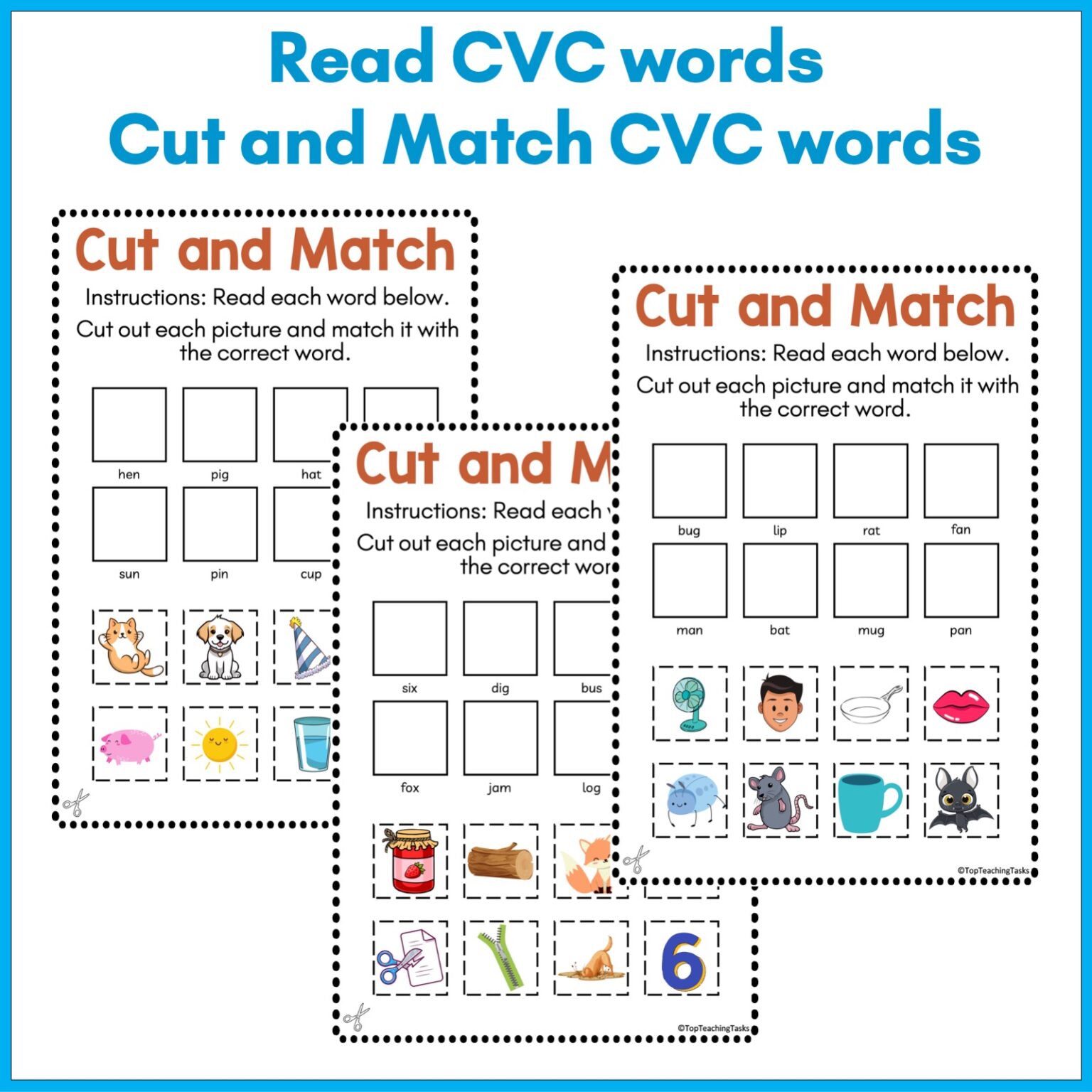 CVC, CCVC and CVCC Cut and Match Activity - Top Teaching Tasks