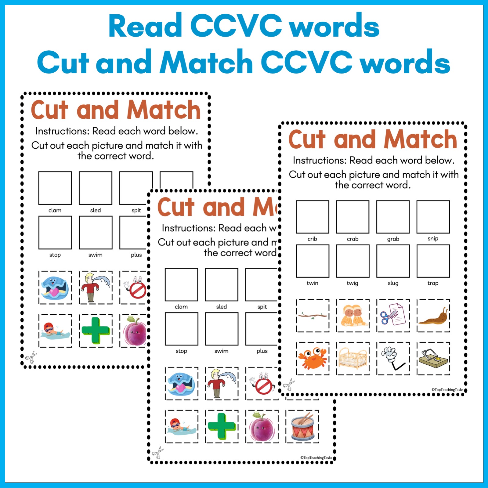 CVC, CCVC and CVCC Cut and Match Activity - Top Teaching Tasks