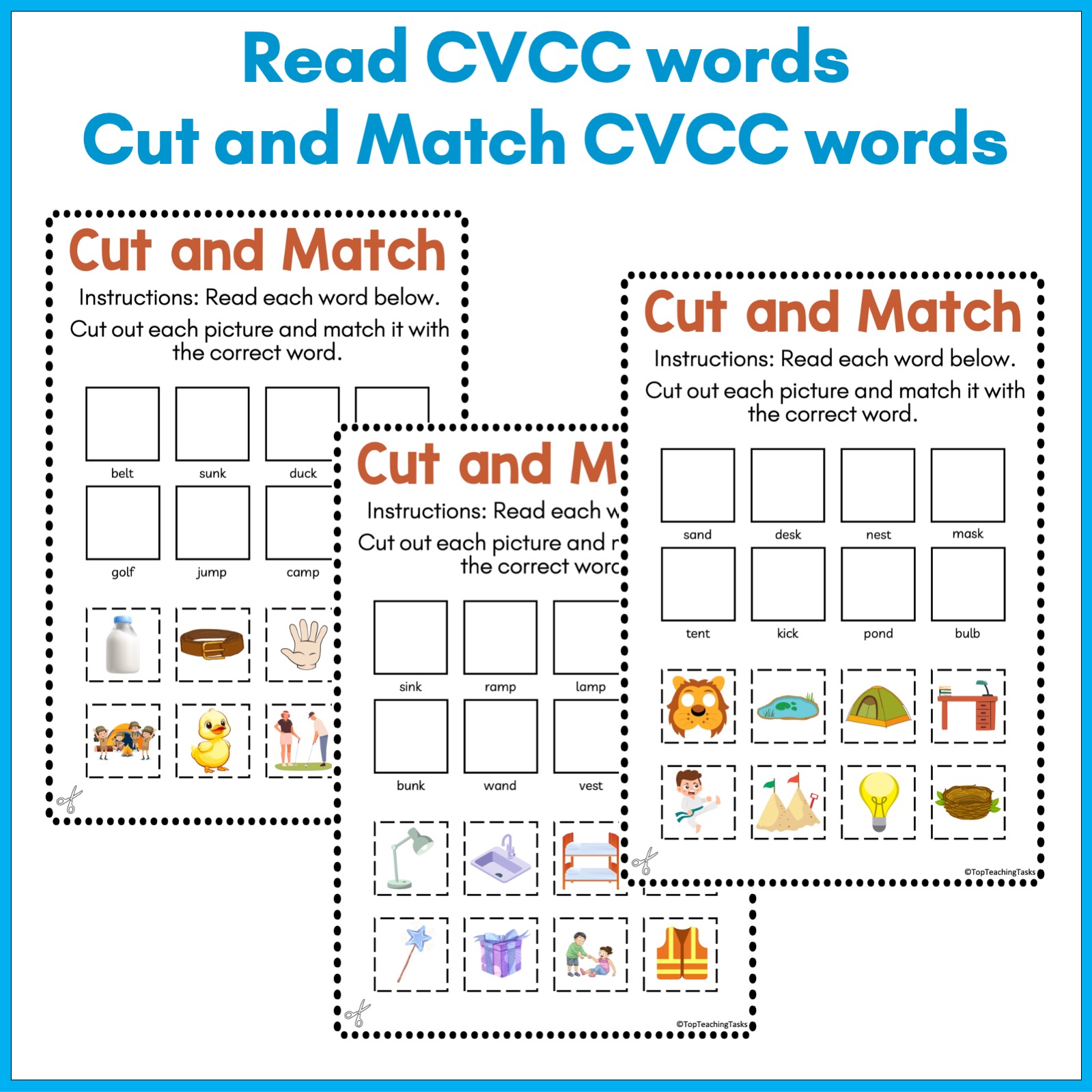 CVC, CCVC and CVCC Cut and Match Activity - Top Teaching Tasks