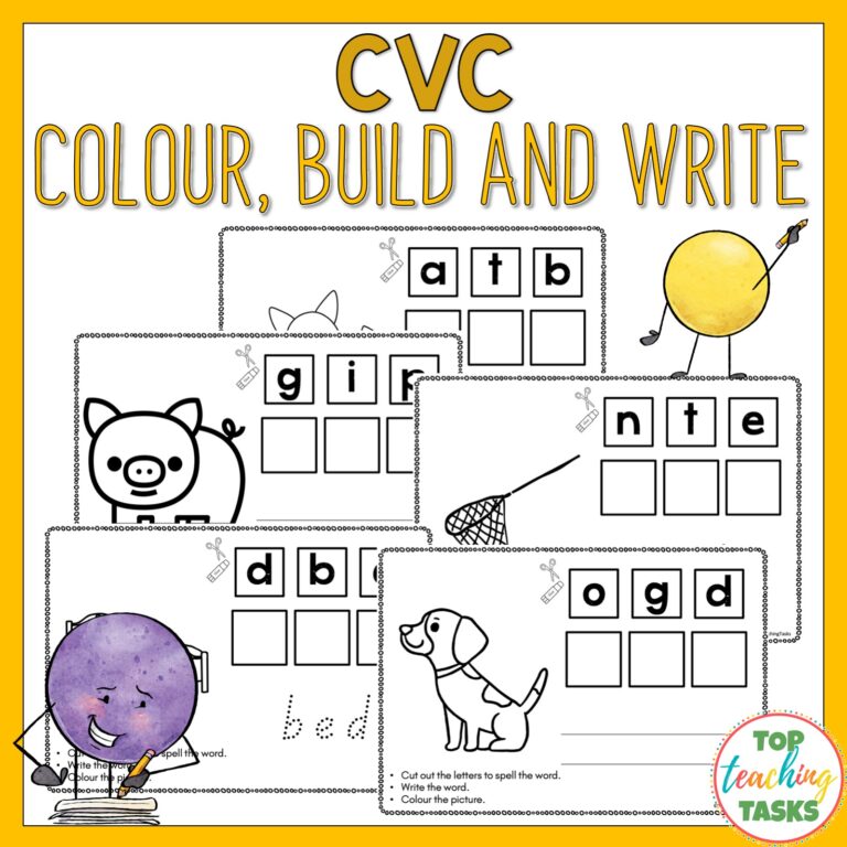 CVC Colour, Build and Write Activities - Top Teaching Tasks
