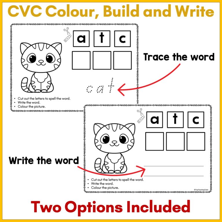 CVC Colour, Build and Write Activities - Top Teaching Tasks
