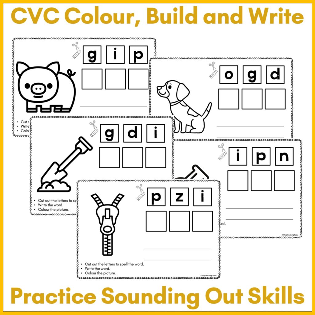 CVC Colour, Build and Write Activities - Top Teaching Tasks