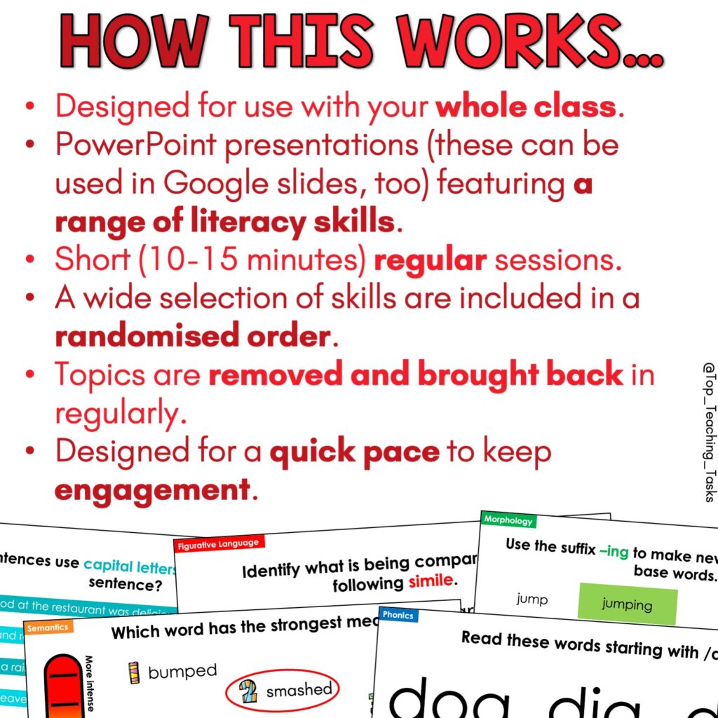 Daily Literacy Review Slides for Year 4-6: Set One - Top Teaching Tasks