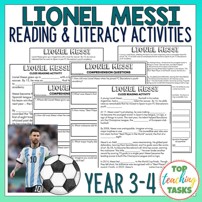 Lionel Messi Reading Comprehension and Literacy Activities Year 3-4 ...