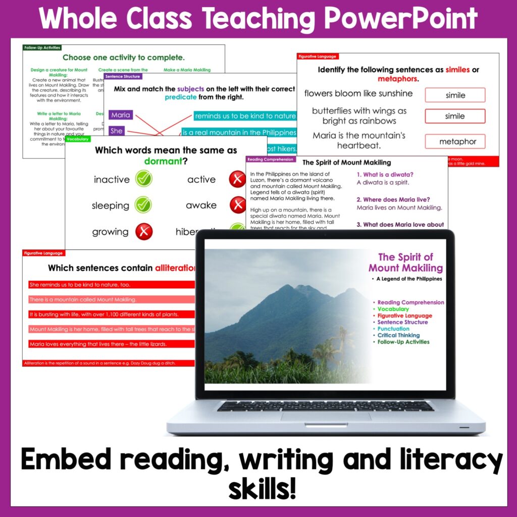 Philippines Legend Reading Comprehension and Literacy Activities Year 1 ...