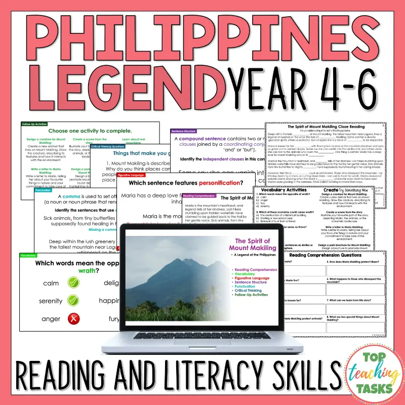 Philippines Legend Reading Comprehension and Literacy Activities Year 4 ...