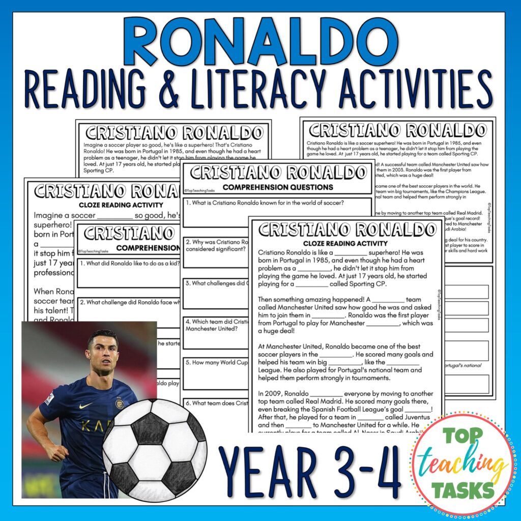 Cristiano Ronaldo Reading Comprehension and Literacy Activities Year 3 ...