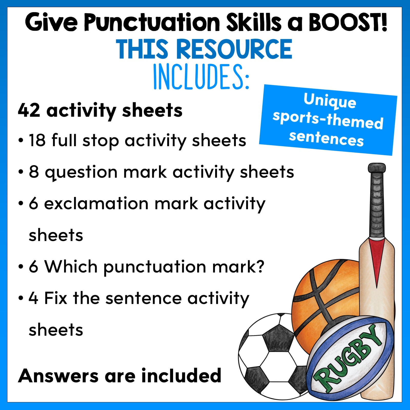Punctuation Power-Up Activities | Capital Letters (Sport themed) - Top ...