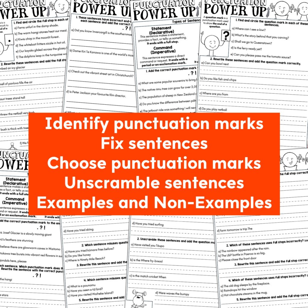 Punctuation Power-Up Activities | End-of-Sentence Punctuation (NZ ...