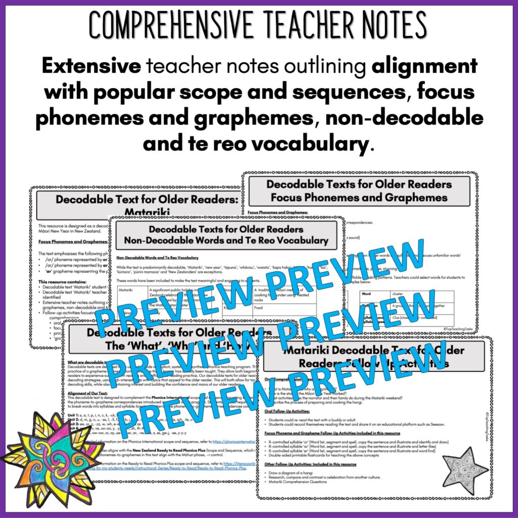Decodable Text for Older Readers: Matariki - Top Teaching Tasks